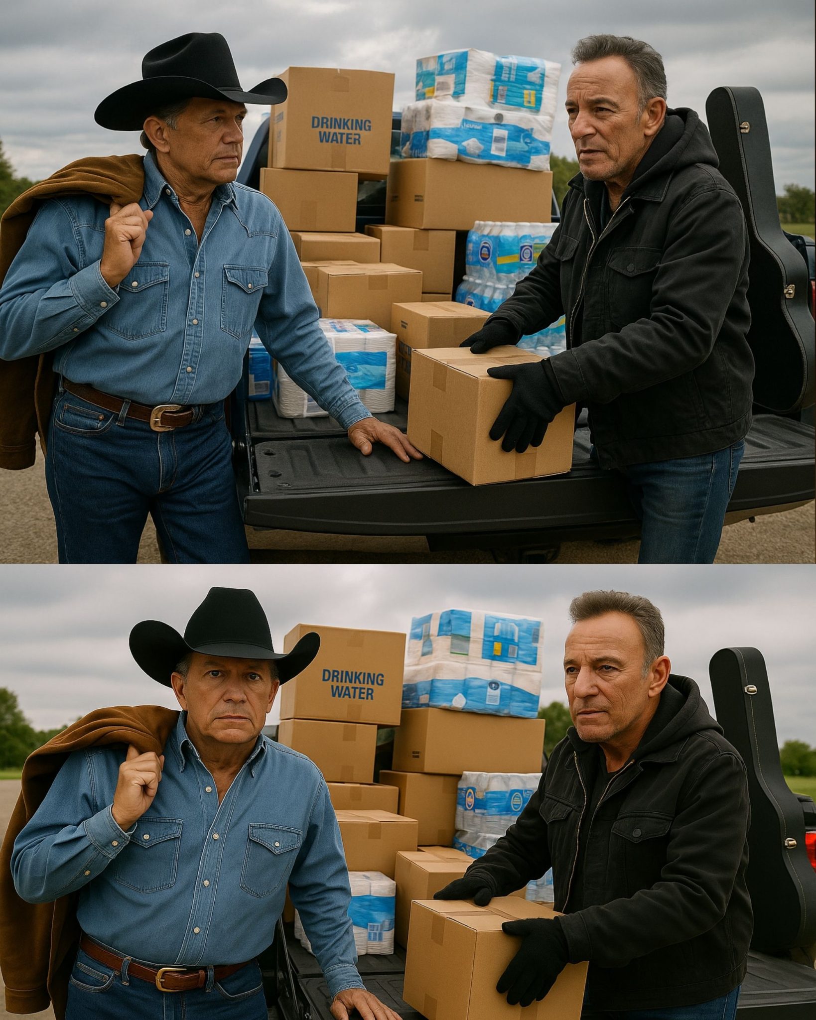 George Strait rested his hand on the tailgate of a pickup loaded with ...